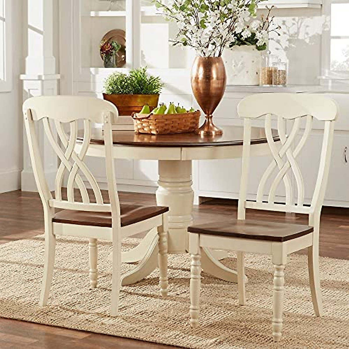Inspire Q Mackenzie Country Style Two-Tone Dining Chairs (Set of 2) by Classic Slat Back Antique White