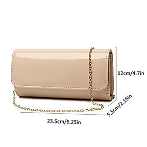 Patent Leather Envelope Clutch Womens Evening Handbag Stylish Shoulder Bag Purse for Christmas Wedding Party Prom (Nude-C) Standard