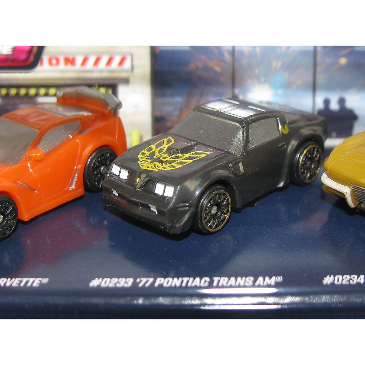 Micro Machines 2021 Series 4 World Pack #11 GM Icons: ZR1 Corvette, Pontiac Trans Am, '63 Split Window Corvette, IROC-Z Camaro, Cadillac CTS V