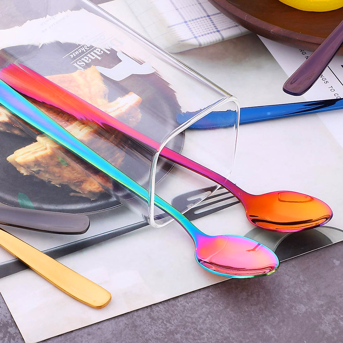 Do Buy 8 Pieces 8 Inch 18/10 Iced Tea Spoons,Long Handle Mixing Spoon (multicolor)