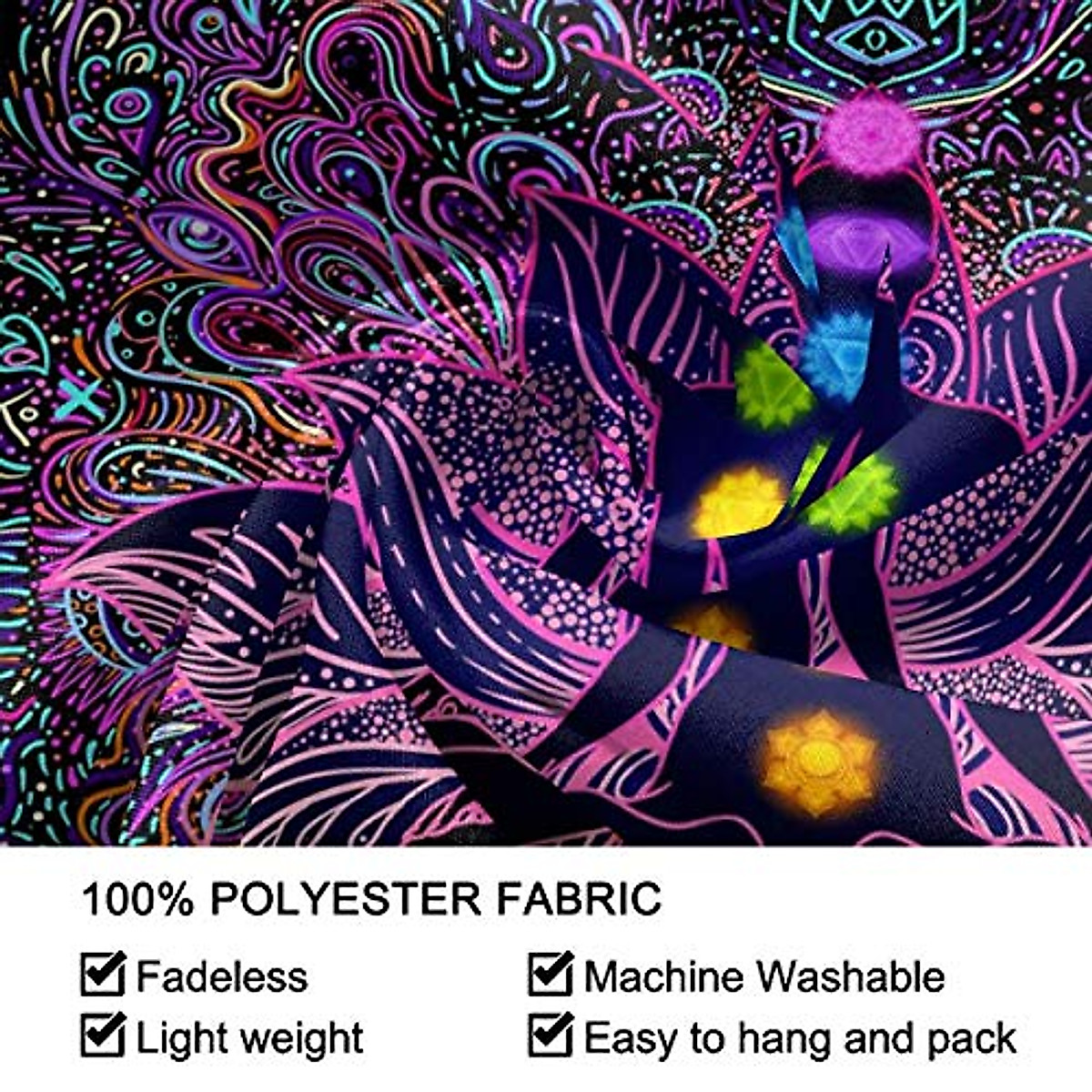 Seven Chakra Tapestry - Bohemian Mandala Yoga Meditation Wall Hanging Boho Studio Room Decoration Spiritual Gift Art Home Bedroom Decor Living Room Divider Door Curtain Balcony Sheer W59.1"×H51.2"