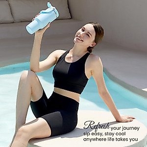 COKTIK 40 oz Tumbler with Handle and Straw, Double Insulated Tumblers with Flip Straw and Top Handle, Leakproof Tumbler, Stanley Cup, Insulated Water Bottle (Light Blue)