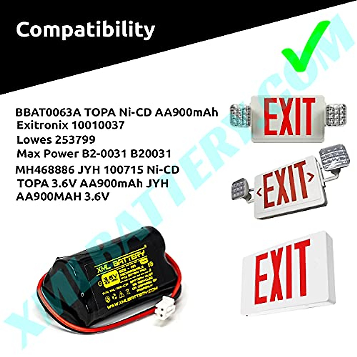 XML Battery (2 Pack) BBAT0063A TOPA Ni-CD AA900mAh 3.6V AA900MAH MH468886 JYH 100715 Ni-CD 3x1.2v 1.0ah AA1000mAh
