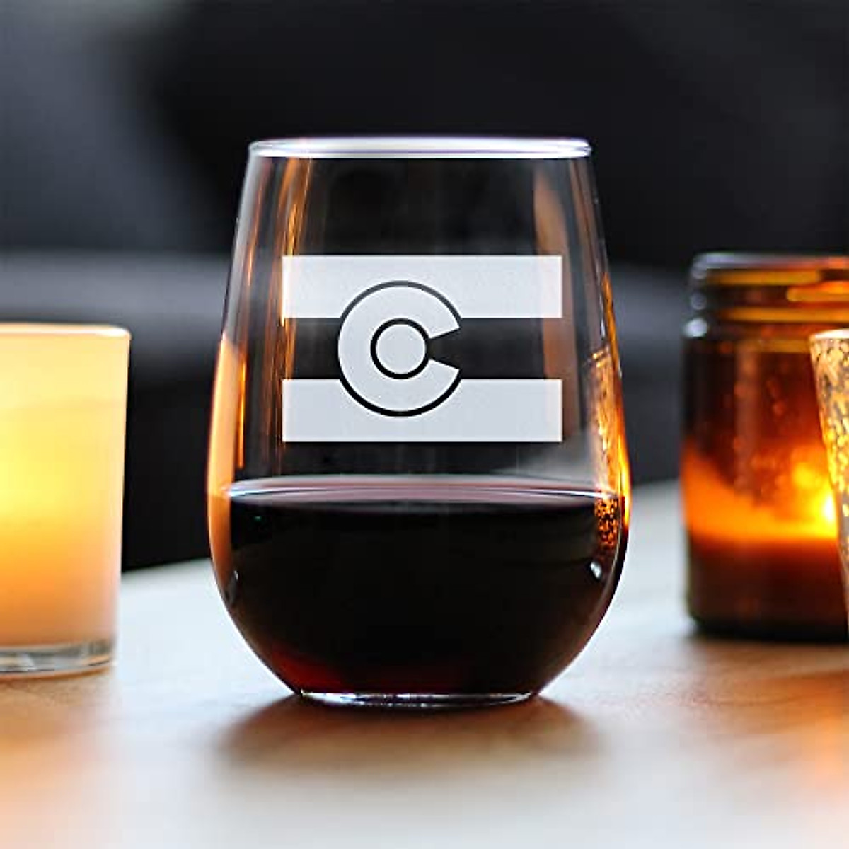 Colorado Flag - Stemless Wine Glass - Centennial State Themed Gift and Décor - Large 17 Ounce