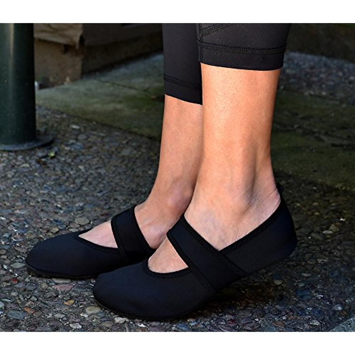 Nufoot Futsole Women's Soft-Sided Shoes for Indoors/Outdoors, Foldable & Flexible Footwear for Sport, Exercise, Yoga or Travel, Dance Shoes, Black, Small