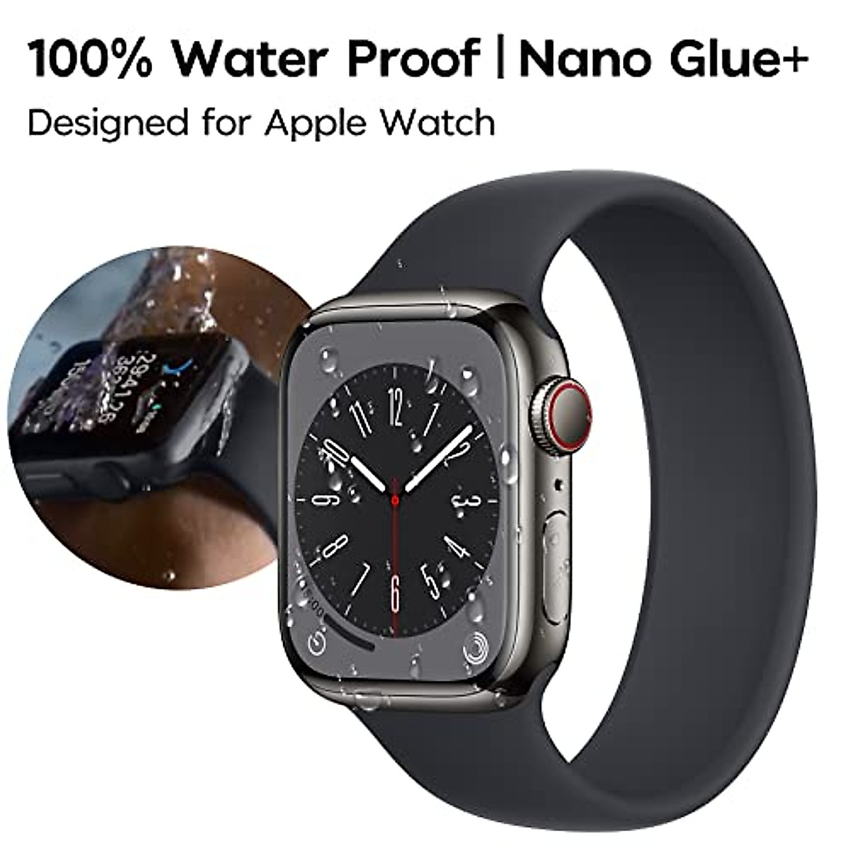 Mowei 3-Pack for Apple Watch Series 8/7 Screen Protector 45mm, 9H Tempered Glass 3D Full Coverage Bubble Free Waterproof Infinite HD Shield for Apple Watch 7/8 45mm (2022)