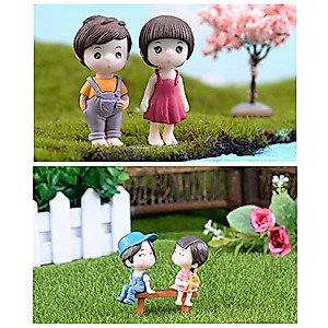 ElpizoFos 1 Set/10pcs Miniature Fairy Garden Accessories Lovers Sweetheart Garden Ornament Statue Figurines Plant Bonsai Pot Dollhouse Terrarium Landscape Cake Toppers Home Decorations Craft