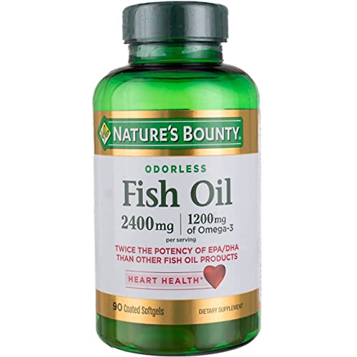 Natures Bounty Fish Oil 2400 mg Double Strength Odorless 90 Softgels (Pack of 3)