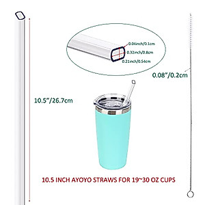 AYOYO 10.5 Inch 9 Pack Clear Acrylic Plastic Straws Portable Reusable Straw For 19 OZ - 30 OZ Coffee Cups Mason Jar Tumblers With 3 Piece Telescopic Case/3 Piece Cleaning Brush