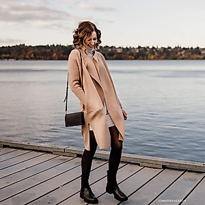 CHICWISH Women's Classy Light Tan Open Front Knit Coat Cardigan, Size XL