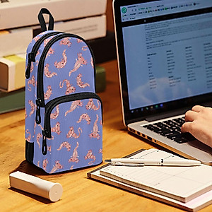 Sletend Cute Axolotl Salamander Pencil Case Big Capacity Handheld Pencil Pouch Portable Large Storage Canvas Pencil Bag for Boys Girls Adults Students