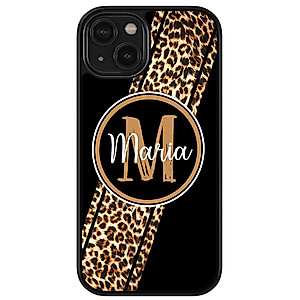 Leopard Animal Skin Stripe Personalized Black Rubber Phone Case Compatible with Apple iPhone 15 Pro Max Plus, 14 Pro Max Plus, 13 Pro Max Mini, 12 Pro Max Mini, 11, X XS Max, XR, 8 7 Plus