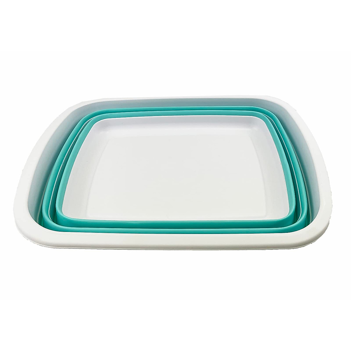 SAMMART 10L (2.6 Gallon) Collapsible Tub-Foldable Dish Tub-Portable Washing Basin-Space Saving Plastic Washtub (White/Sage Green)