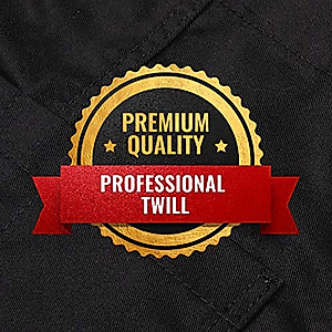 Under NY Sky Cross-Back Deep Black Apron - Durable Twill with Leather Reinforcement and Split-Leg - Adjustable for Men and Women - Pro Chef, Tattoo, Baker, Barista, Bartender, Stylist, Server Aprons