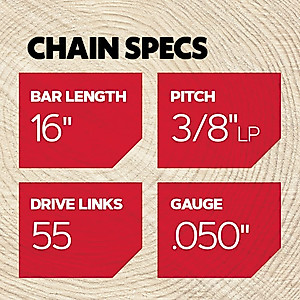Oregon S55 AdvanceCut Chainsaw Chain for 16-Inch Bar -55 Drive Links – low-kickback chain fits McCulloch, Stihl, Wagner and more