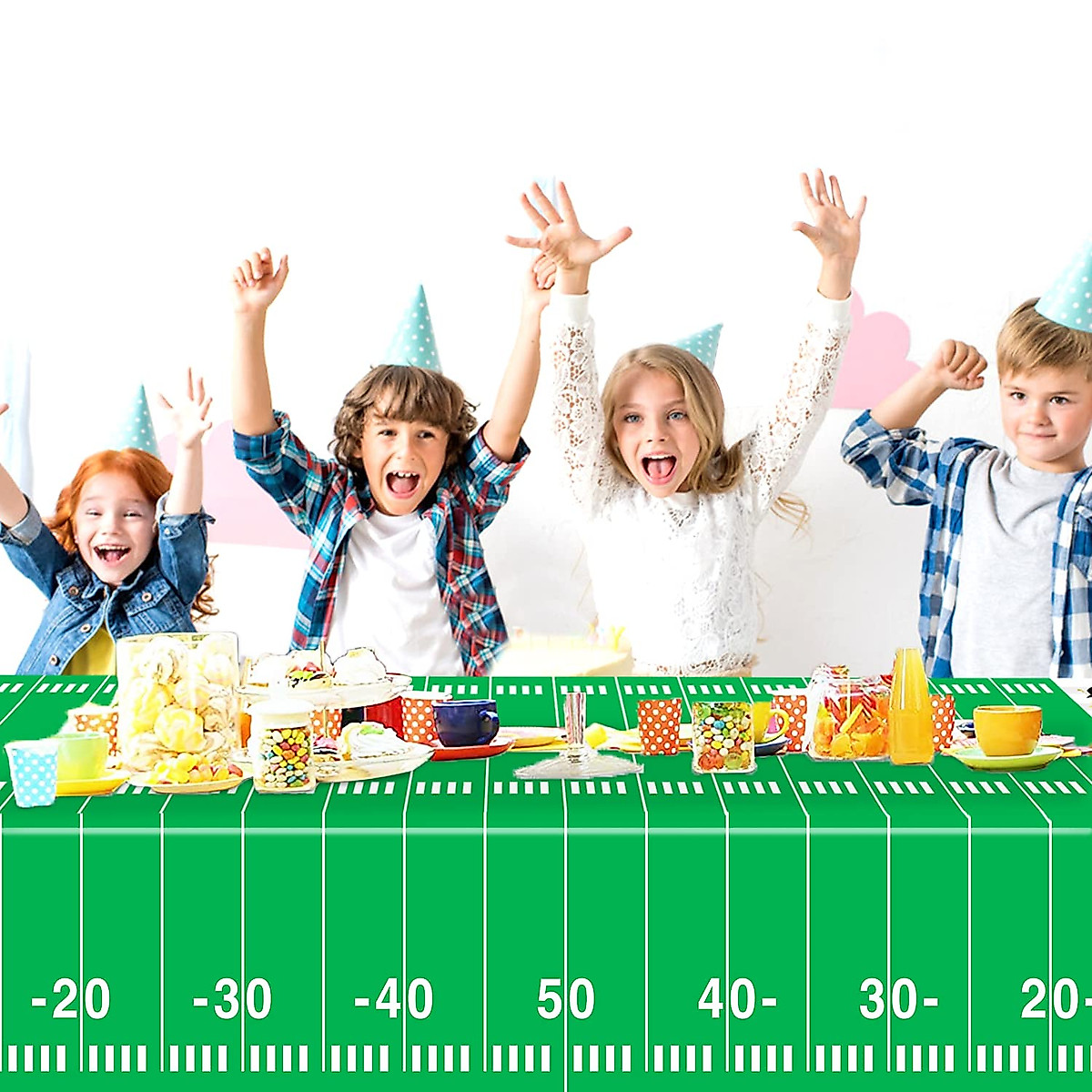 Oigco 3 Packs Party Football Tablecloth（54"x 108"）, Football Theme Party Plastic Touchdown Table Cover for Birthday Party Decorations Tailgate Football Party
