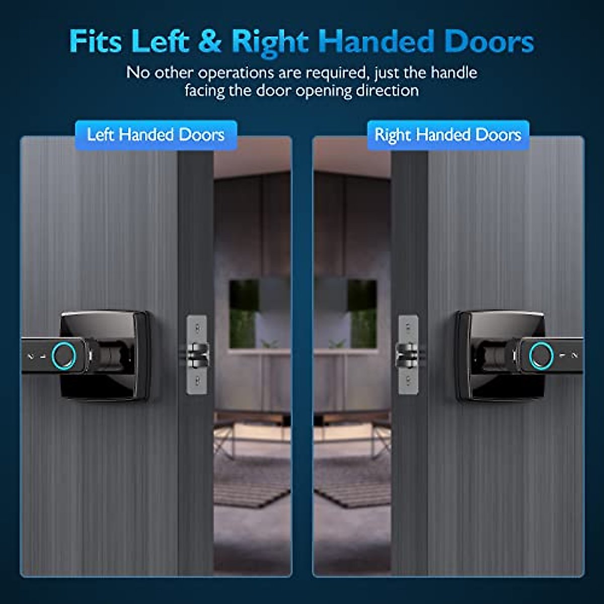 AppLoki Fingerprint Door Lock, Keyless Entry Door Lock with Bluetooth, Touchscreen Keypad Deadbolt Lock with Reversible Handle, App Control, Key, Code, Biometric Smart Lock for Home Bedroom Apartment