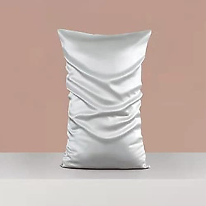 Pure Silk Pillowcase for Hair and Skin Made in USA, 22 Momme Zippered Silk Pillow Cases Standard Size, 6A Grade Organic Silk, Hypoallergenic, Anti Acne (Standard, Grey)