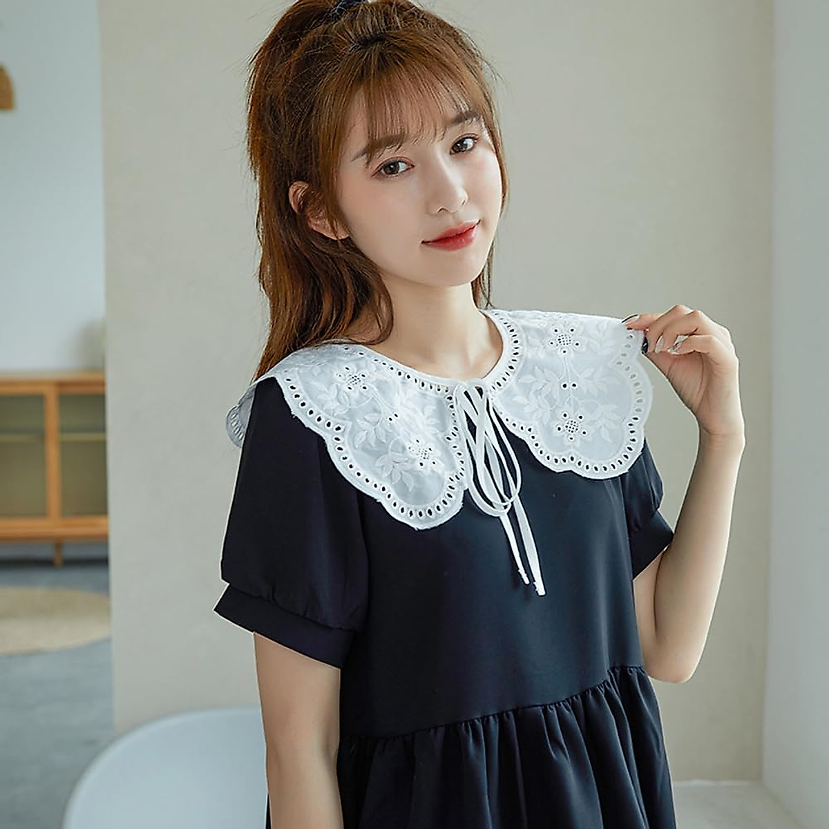 EVGVAT Women’s Detachable False Collar Little Shawl Fake Collar Half Shirt Neck Ruff Cape (Type 6,White)