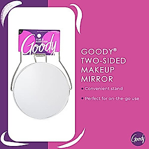 Goody Two-Sided Makeup Mirror with Stand - 1X and 3X Dual Sided Magnification - Lightweight & Portable Table Top Magnifying Vanity Mirror