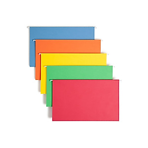 Smead Hanging File Folder with Tab, 1/5-Cut Adjustable Tab, Legal Size, Assorted Primary Colors, 25 per Box (64159)