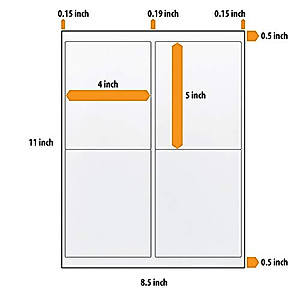 Buhbo 4-UP Address Shipping Label 4" x 5" Sticker Labels for Laser & Ink Jet Printers (100 Sheets, 400 Labels)