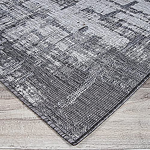Couristan Charm Tiverton Anthracite-Light Gray Indoor/Outdoor Area Rug, 5'3" x 7'6"