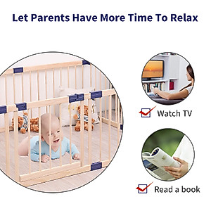 Baby Playpen Foldable Playpen for Babies and Toddlers Solid Wood Baby Gate Playpen Wooden Baby Play Pens Baby Fence Play Area