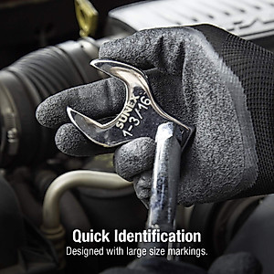 Sunex 9720A 1/2-Inch Drive Jumbo SAE Crowfoot Wrench Set, 1-Inch - 1-3/8-Inch, Fully Polished, 7-Piece (Includes Storage Rail)