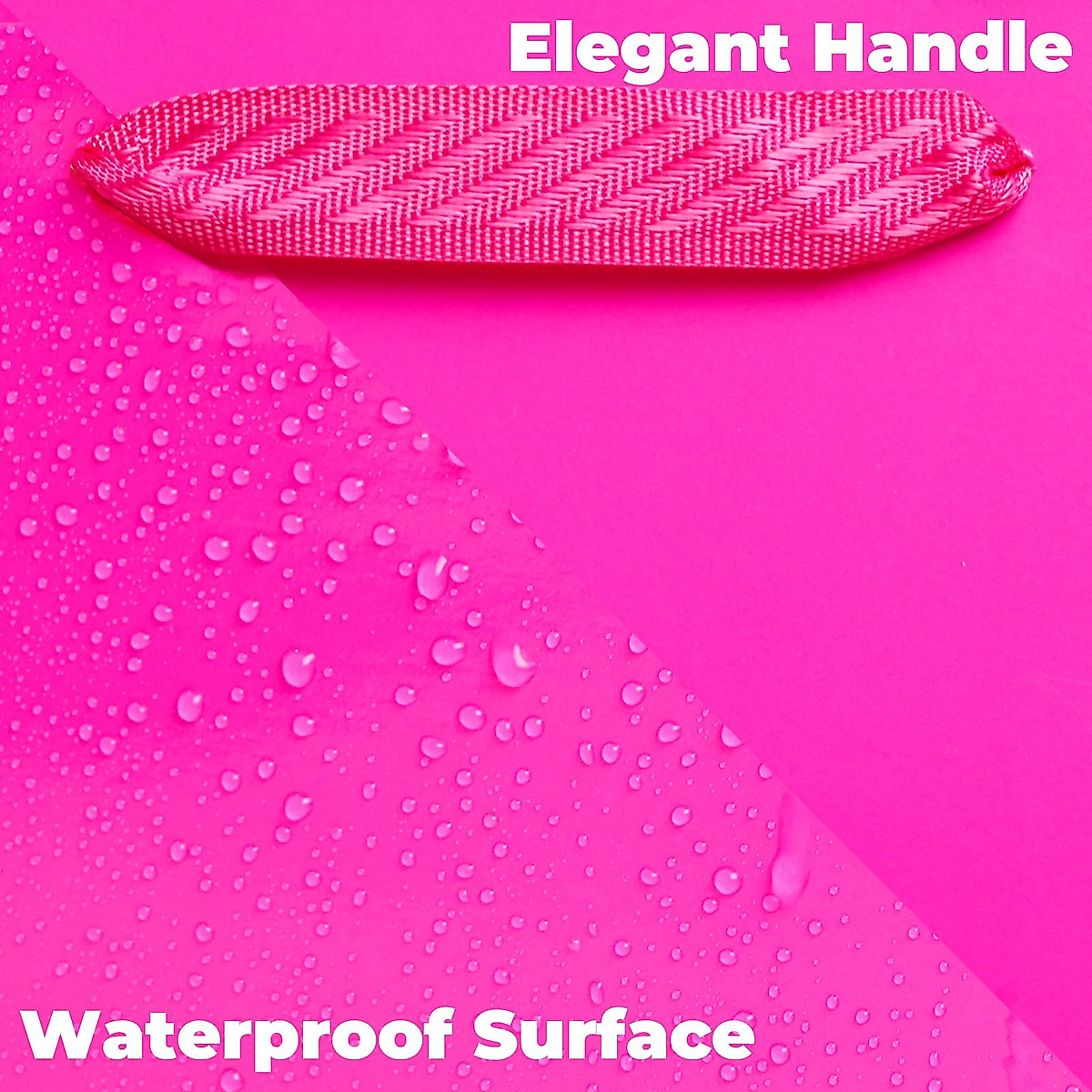 UnicoPak 30 Pcs Hot Pink Gift Bags Small Size 6x3.2x8 Inch, Glossy Finish Surface Paper Gift Bags with Handles, Small Goodie Bags Party Favor Bags Candy Bags for Barbie Themed Birthday, Party,