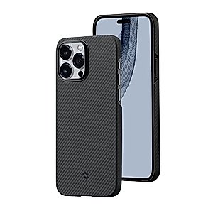PITAKA Case for iPhone 14 Pro Max Compatible with MagSafe, MagEZ Slim & Light, 6.7-inch with a Case-Less Touch Feeling, 600D Aramid Fiber Made [ 3 - Black/Grey(Twill)]
