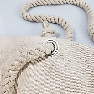 6 Pack Rope Handle Tote Bags Large Tote Bag with Rope Handles Sturdy Canvas Reusable Grocery Shopping Bags Tote Bag Beach Bag (Medium (17"W x 13"H x 4"D))