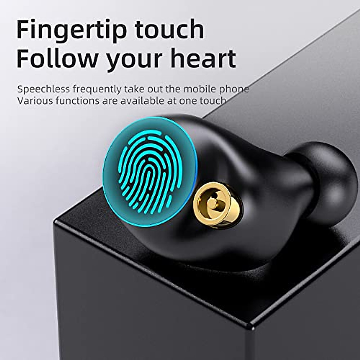 True Wireless Earbuds, Bluetooth 5.2 Headphones Waterproof Earphones in Ear Touch Control with Microphone Headset with Deep Bass Hi-Fi Stereo Sound TWS Earphones Headset for Sport, Work and Running