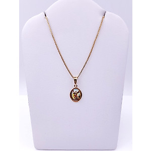 Beautiful Religious Necklace for Women Colored Saint Michael Archangel Pendant 18K Gold Plated Chain