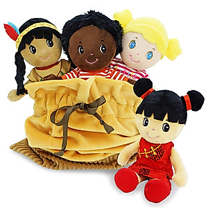 June Garden Soft Baby Doll Set - Multicultural Diversity 8.5" Plush Baby Dolls with Storage Bag - Gift for Infants and Toddlers