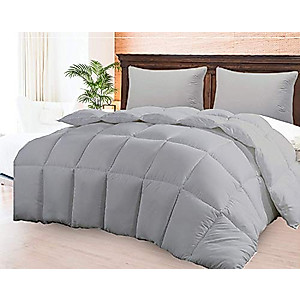 Ultra Soft Bed in Bag 1000 Series Egyptian Cotton 7 Piece 500 GSM Warm Comforter Set ( Comforter + Flat Sheet + Fitted Sheet 19" Deep + 4 Pillow Cases ) Bedding Set Queen Silver Gray