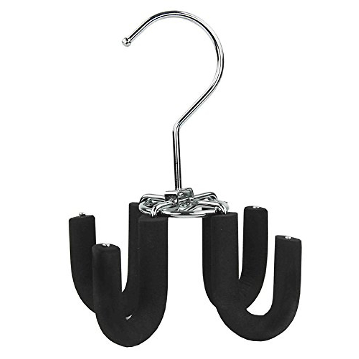 Sunbeam Sturdy 4-Hook Hanger, Swivels 360 Degrees, Ideal for Belt, Ties and Other Accessories, Chrome Plated Steel, Black