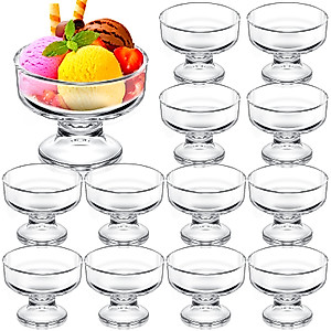 12 Pcs Glass Ice Cream Bowls Set 9 oz Mini Dessert Bowls Small Clear Ice Cream Cups Parfait Sundae Trifle Bowl Footed Glass Dessert Cups Serving Dishes for Nuts Fruit Pudding Snack Cereal Party Favors