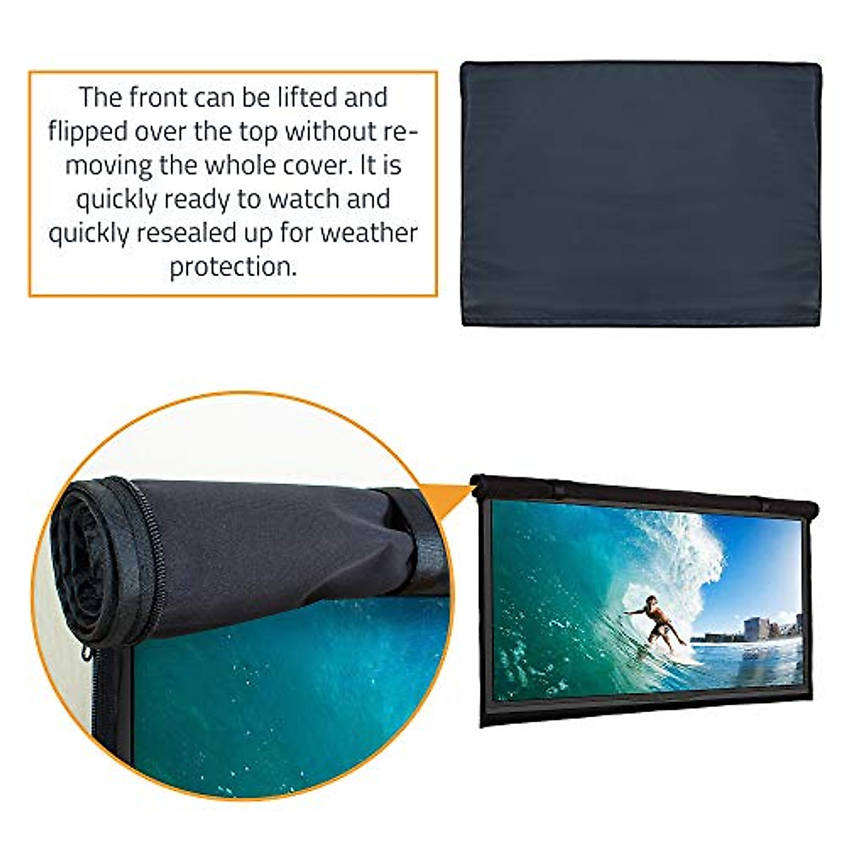 Hentex 40-43 Inch Outdoor TV Cover Waterproof with Zipper Flip Top TV cover (43 Inch) grey