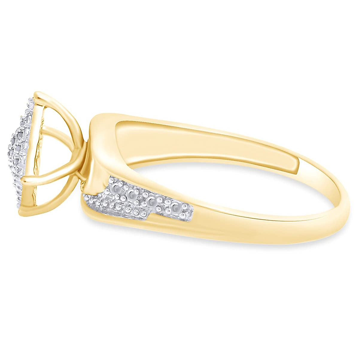 Jewel Zone US Natural Diamond Accent Engagement and Wedding Fashion Ring in 14k Gold Over Sterling Silver (0.03 Ct)