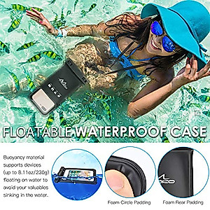 MoKo Floating Waterproof Phone Pouch [2 Pack], Floatable Phone Case Dry Bag with Lanyard Sponge Compatible with iPhone 14 13 12 11 Pro Max X/Xr/Xs/SE 3, Galaxy S21/S20/S10/S9, Black+Black
