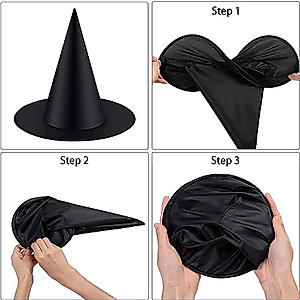 Nenrte Witch Hat, hanging witch hats, Halloween Witch Hats Decorations, Halloween Black Witch Hat Witch Cap Costume Accessory for Halloween Christmas Party(8pcs)