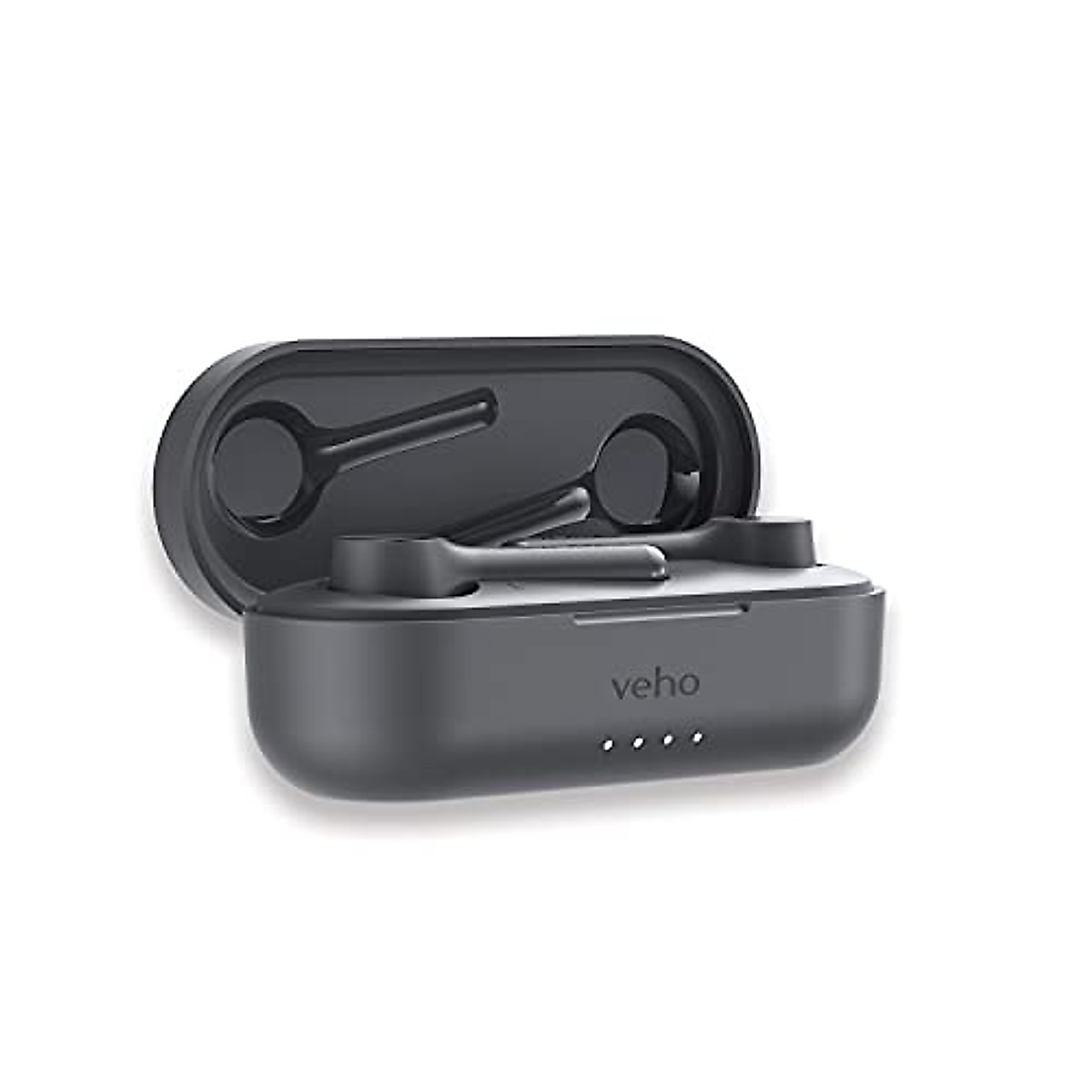 Veho STIX ll True Wireless Earphones| Bluetooth v.5.1 Headphones | Up to 5 Hour Battery Life | Charging Case Included | ENC Quad Microphone Handsfree | Designed in The UK | Grey | VEP-212-STIX2-G