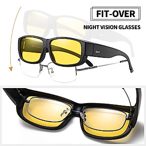 DUCO Fit Over Glasses Unisex Wraparound Polarized Sunglasses for Men Women Anti Glare Wear Over Glasses 8956