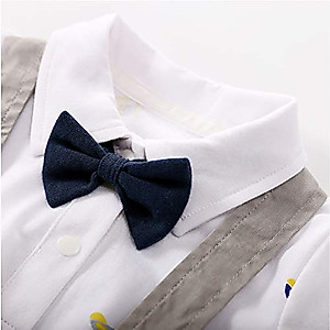 YFYBaby Newborn Baby Boys Gentleman Outfits Suits Infant Short Sleeve Shirt+Bib Pants+Bow Tie Overalls Clothes Set
