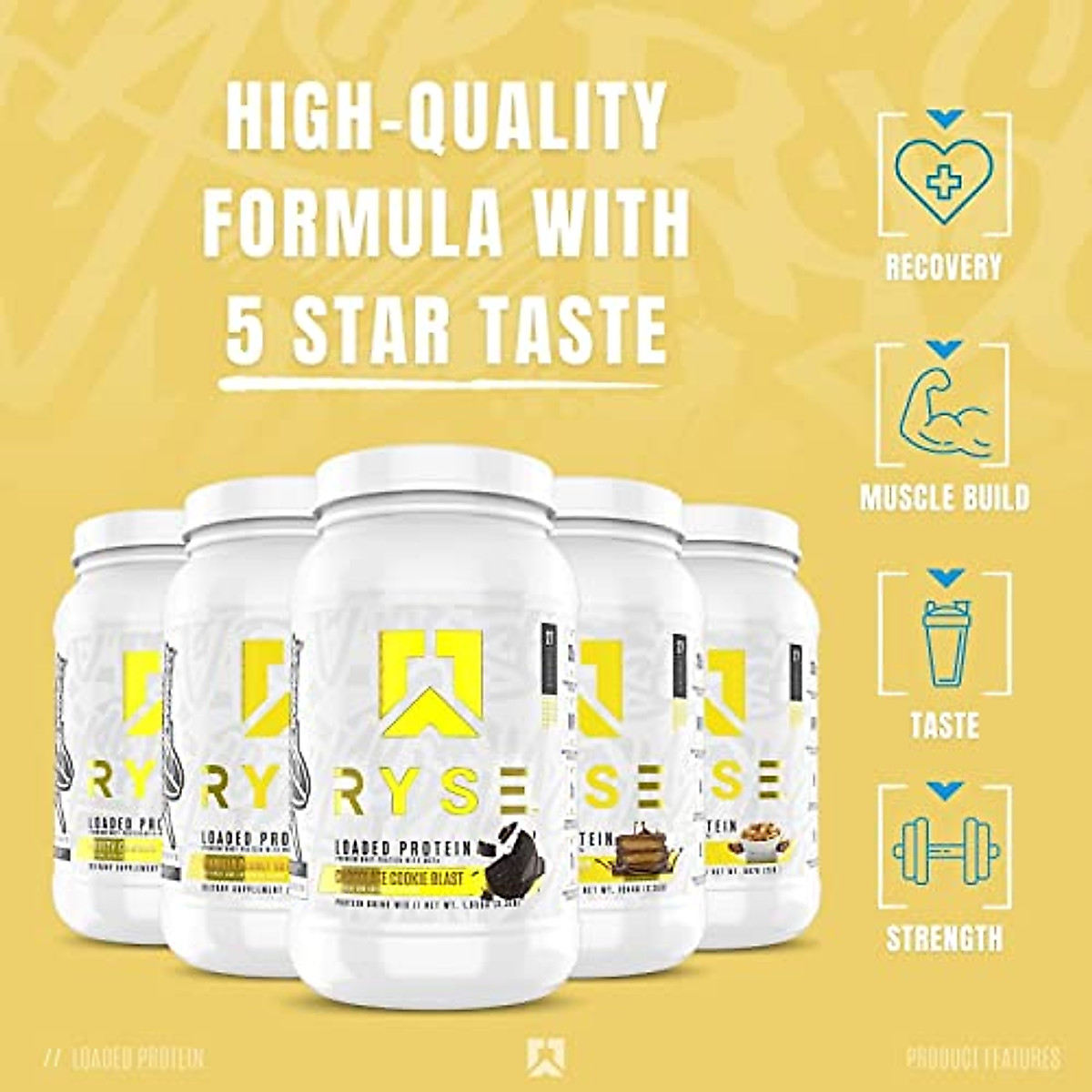 Ryse Loaded Protein Powder | 25g Whey Protein Isolate & Concentrate | with Prebiotic Fiber & MCTs | Low Carbs & Low Sugar | 27 Servings (Cinnamon Toast)