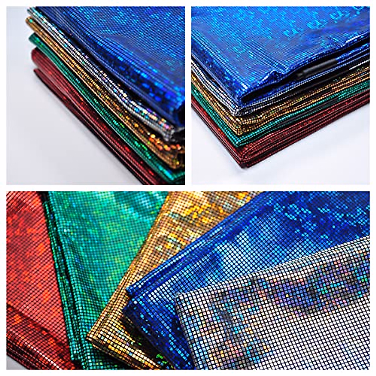 Yutone Stretch Knit Fabric 57inch Wide Decoration, Apparel, Costume Sewing Quilting Apparel Crafts Décor by Yard (Iridescent Hologram Silver 1Yard)