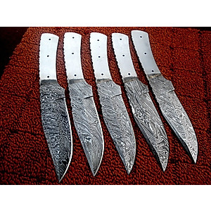 LOT OF 5 PIECES HAND FORGED DAMASCUS STEEL FULL TANG KNIFE BLANK BLADE KNIFE MAKING SUPPLIES