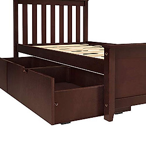 Max & Lily Twin Bed, Bed Frame with Headboard For Kids with Storage Drawers, Slatted, Espresso