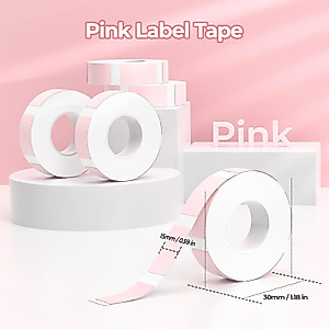 MUNBYN Thermal Tapes for Bear Penguin Label Maker Machine, 15 x 30mm 170 Labels/Roll Self-Adhesive Sticker for Home School Office Organization (Pink)